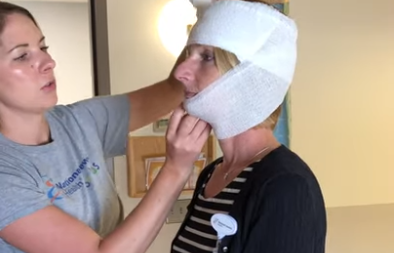 How to apply wet wrap bandaging to the head and face area. | ERGSY